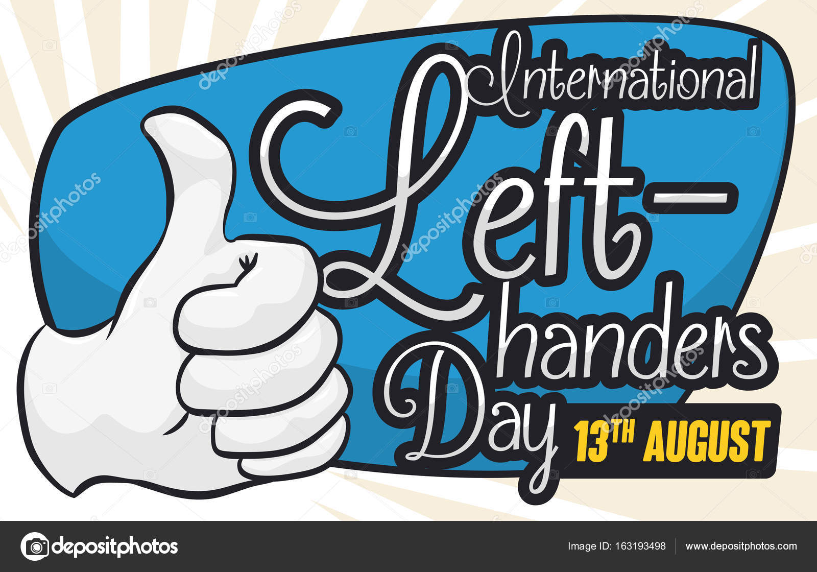 Commemorative Design for International Left-handers Day with Thumb-up ...