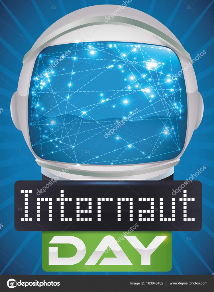 Astronaut Helmet with Reflection of Connections to Celebrate Internaut ...