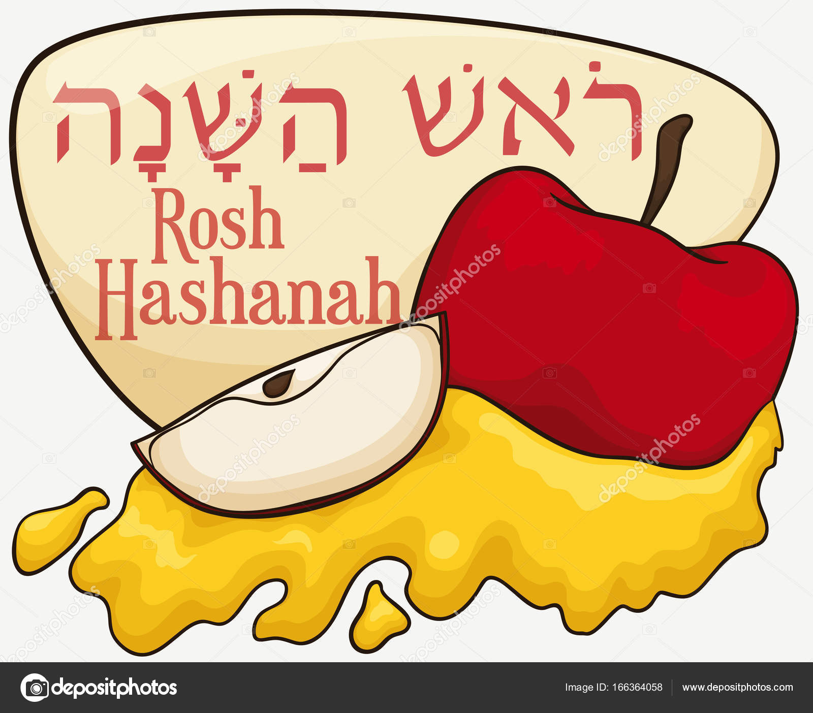 Rosh Hashanah Apples And Honey Cartoon