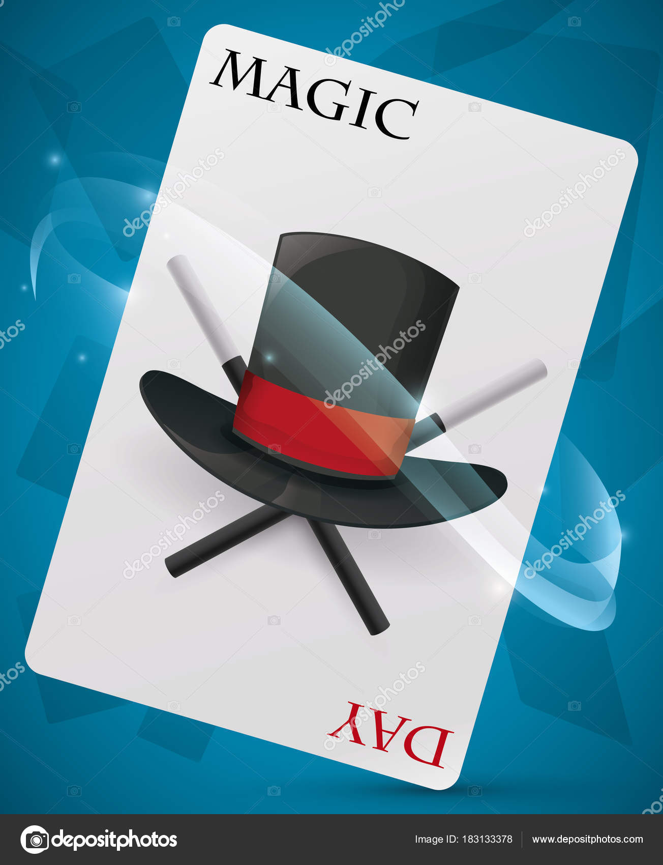 Card with Top Hat and Wands Inside for Magic Day, Vector Illustration ...