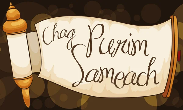 Scroll of Esther Ready to Read in the Purim Celebration, Vector ...