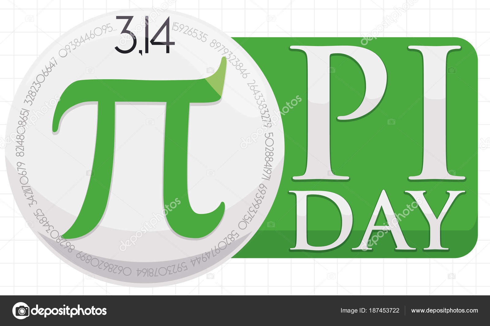 Round Button over Squared Label to Celebrate Pi Day, Vector ...