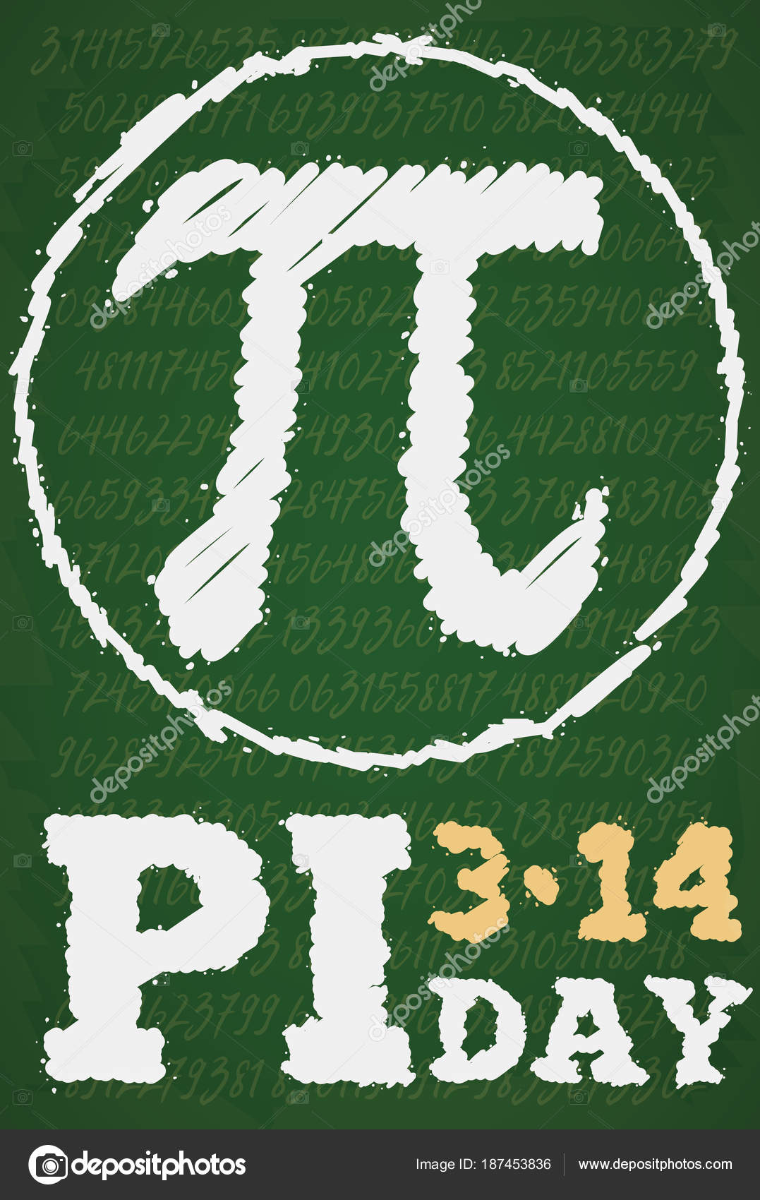 Chalkboard Drawing with Pi Series and Symbol for Pi Day, Vector ...
