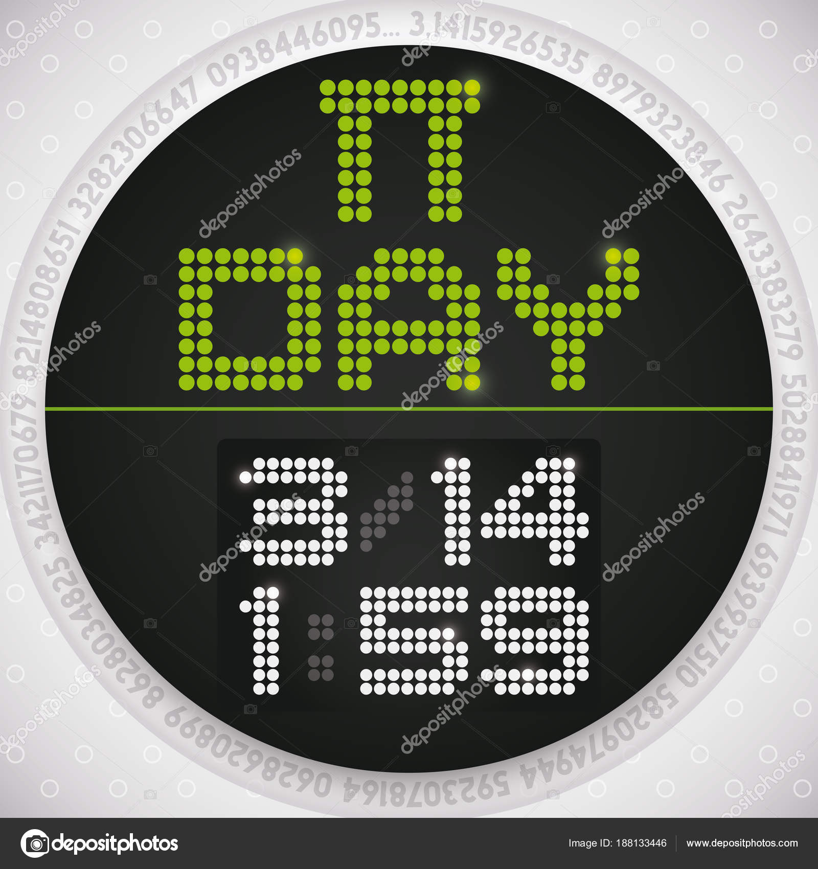 Célébration du Jour Pi avec horloge numérique formant la valeur Pi ...