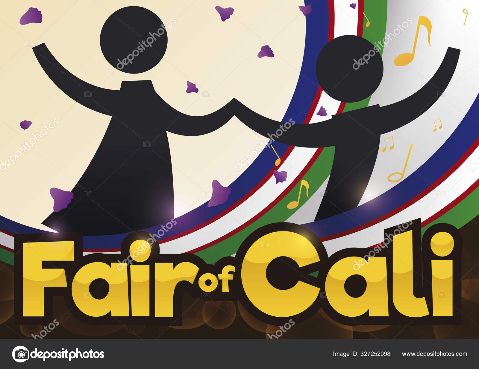 Pictograms Dancing with Petals and Music Notes in Cali Fair, Vector ...