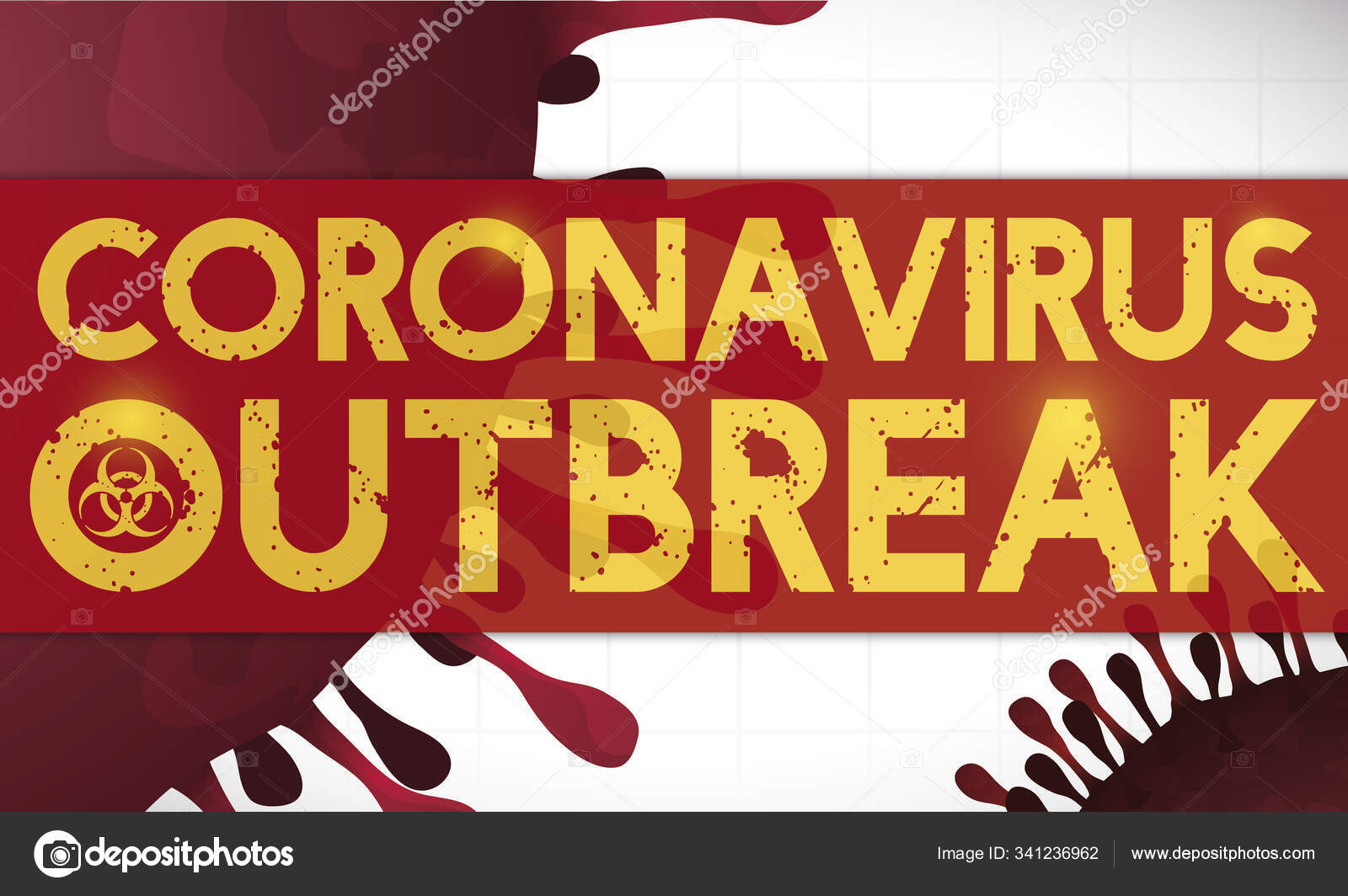 Eroded Warning and Label with Virus Shapes for Coronavirus Outbreak ...