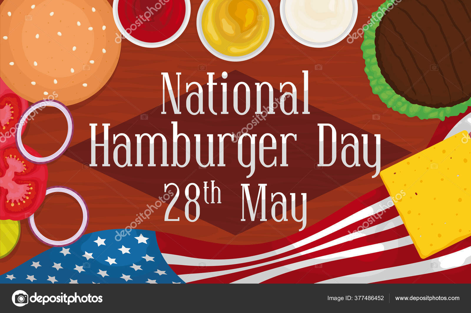 Top View Burger Ingredients Bread Tomatoes Onions Pickle Lettuce Cheese ...