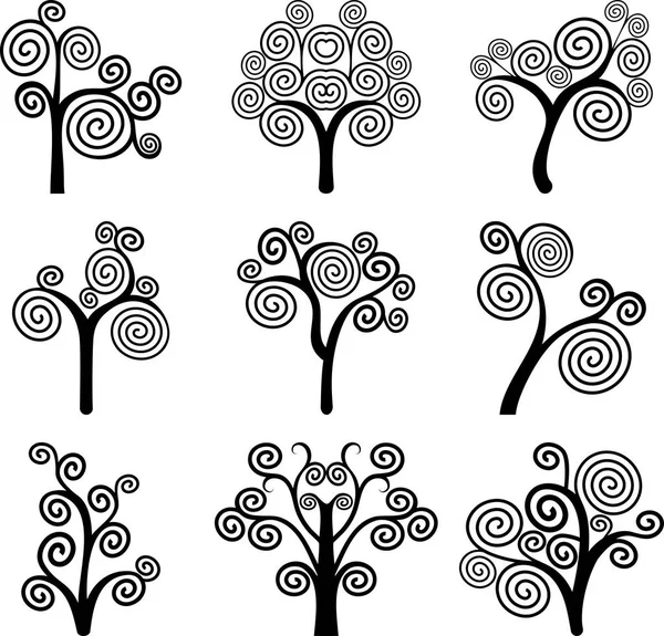 Swirly trees collection — Stock Vector © Pingwinwinner #135914468