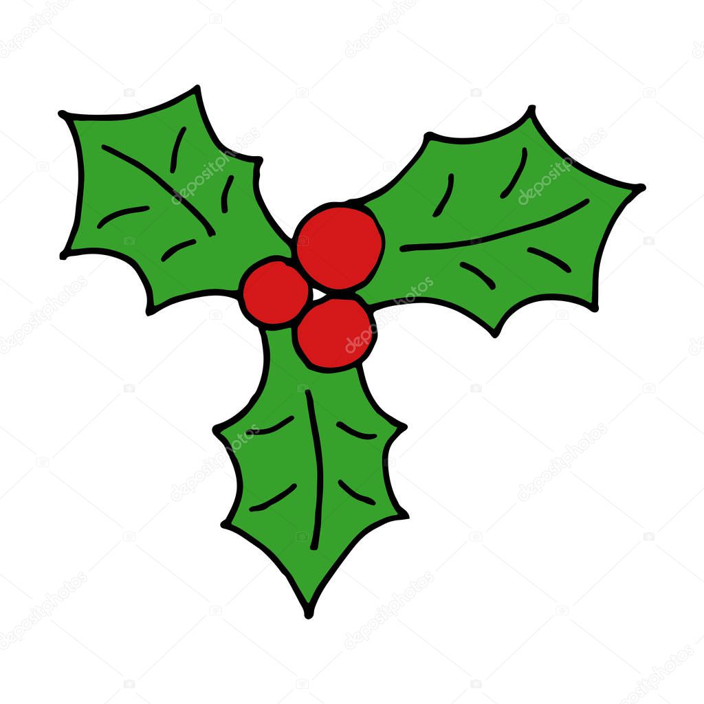 Cartoon mistletoe hand drawn vector doodle icon — Stock Vector ...