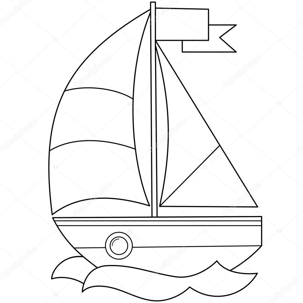 Página para colorear Esquema de barco de vela de dibujos animados ...