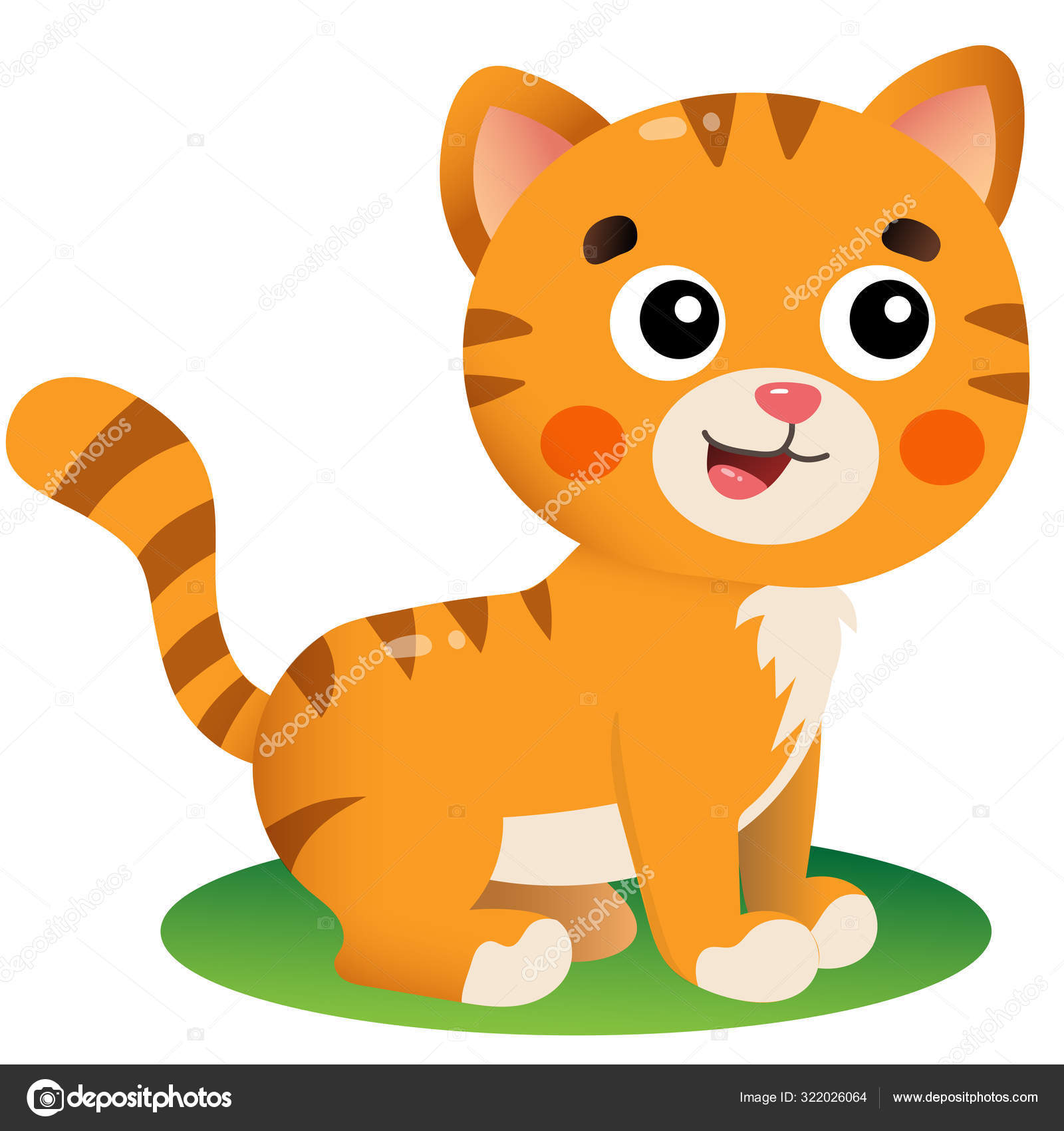 Color image of cartoon red cat on white background. Pets. Vector ...