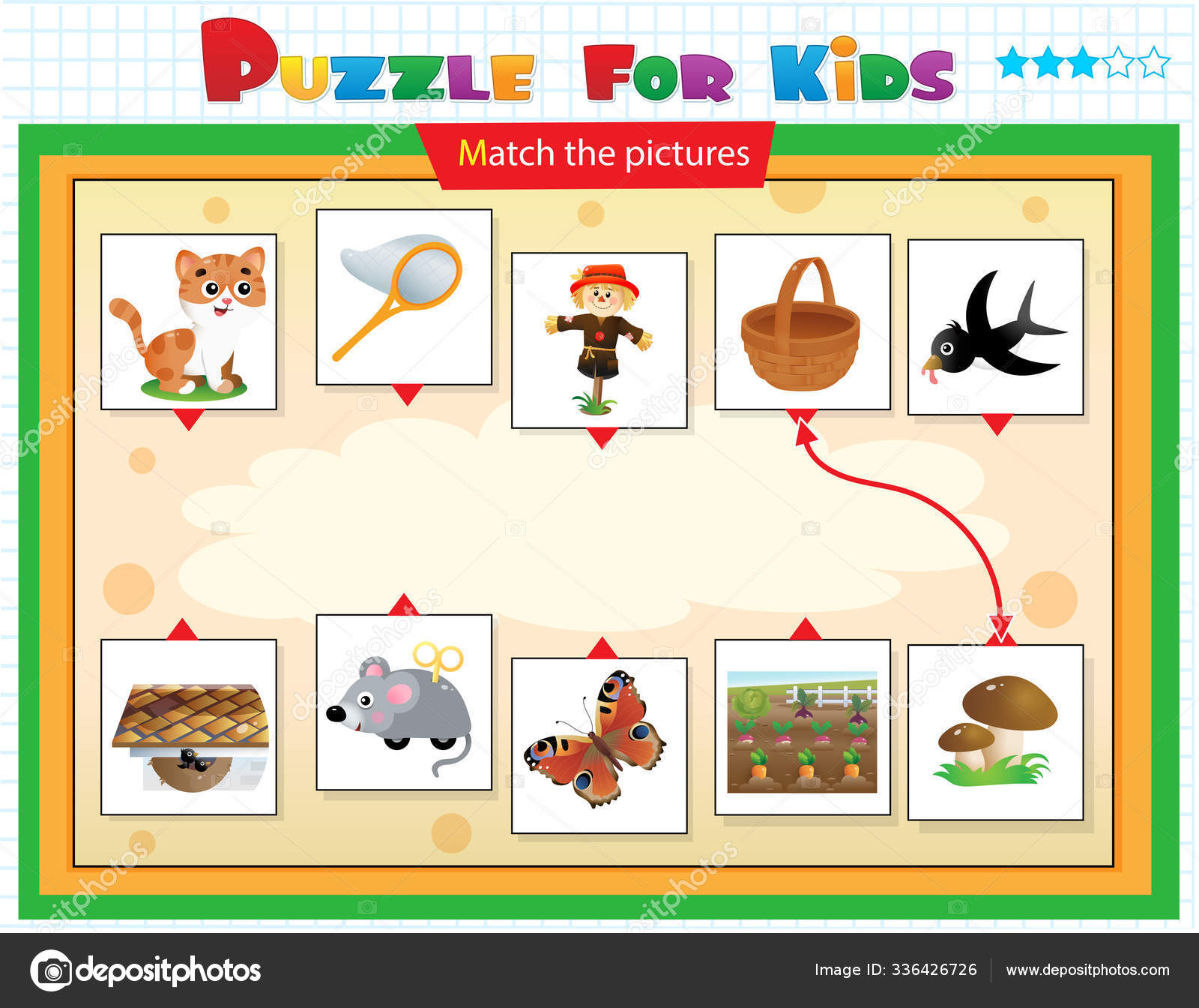 Matching game, education game for children. Puzzle for kids. Match the ...