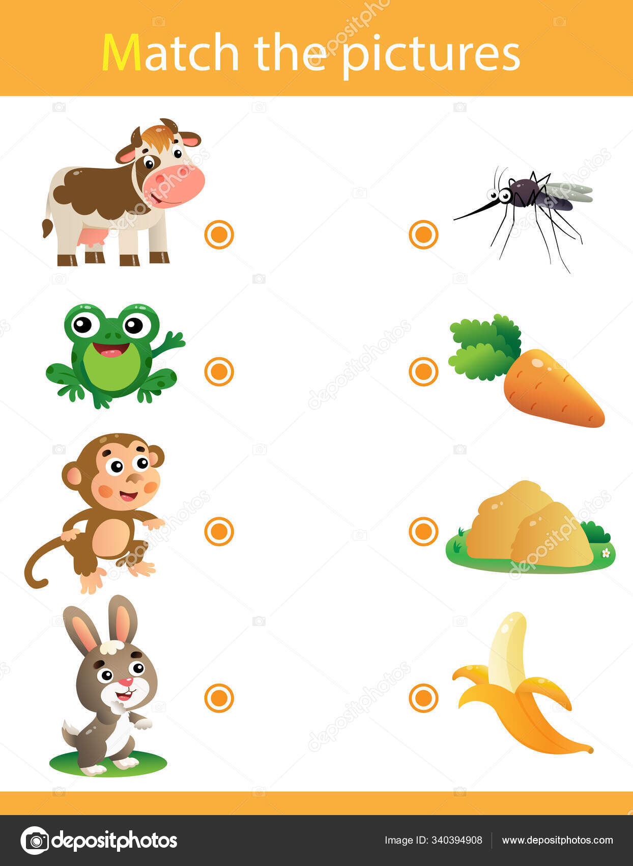 Matching game, education game for children. Puzzle for kids. Match the ...