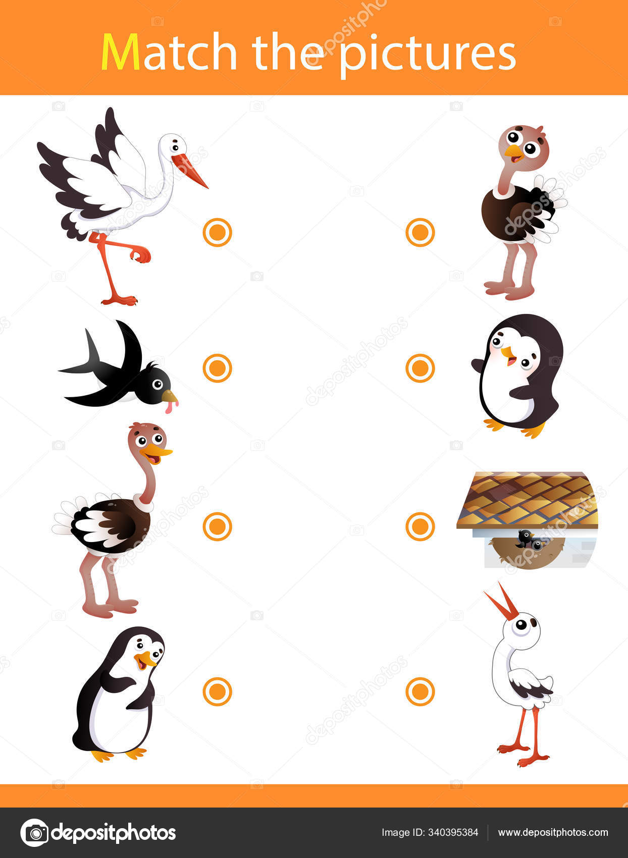 Matching game, education game for children. Puzzle for kids. Match the ...