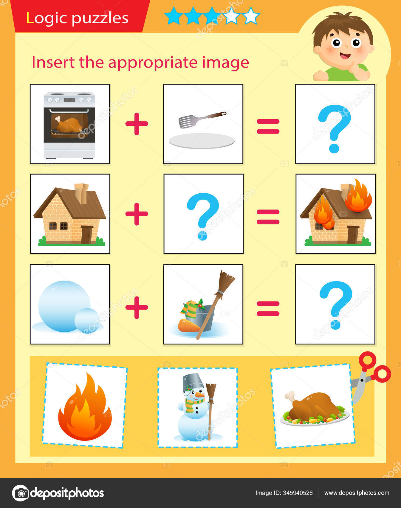 Logic Puzzle Kids Matching Game Education Game Children Match Right ...