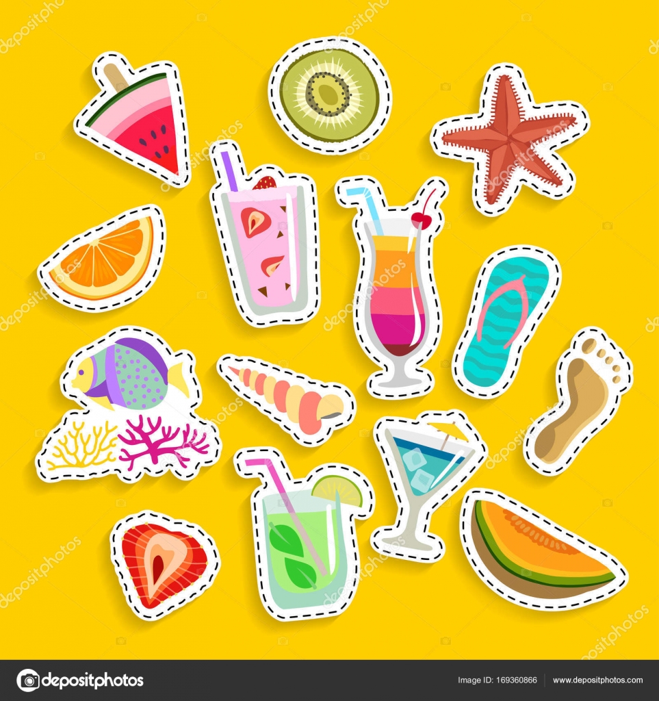 Vector summer stickers Stock Vector by ©struvictory 169360866