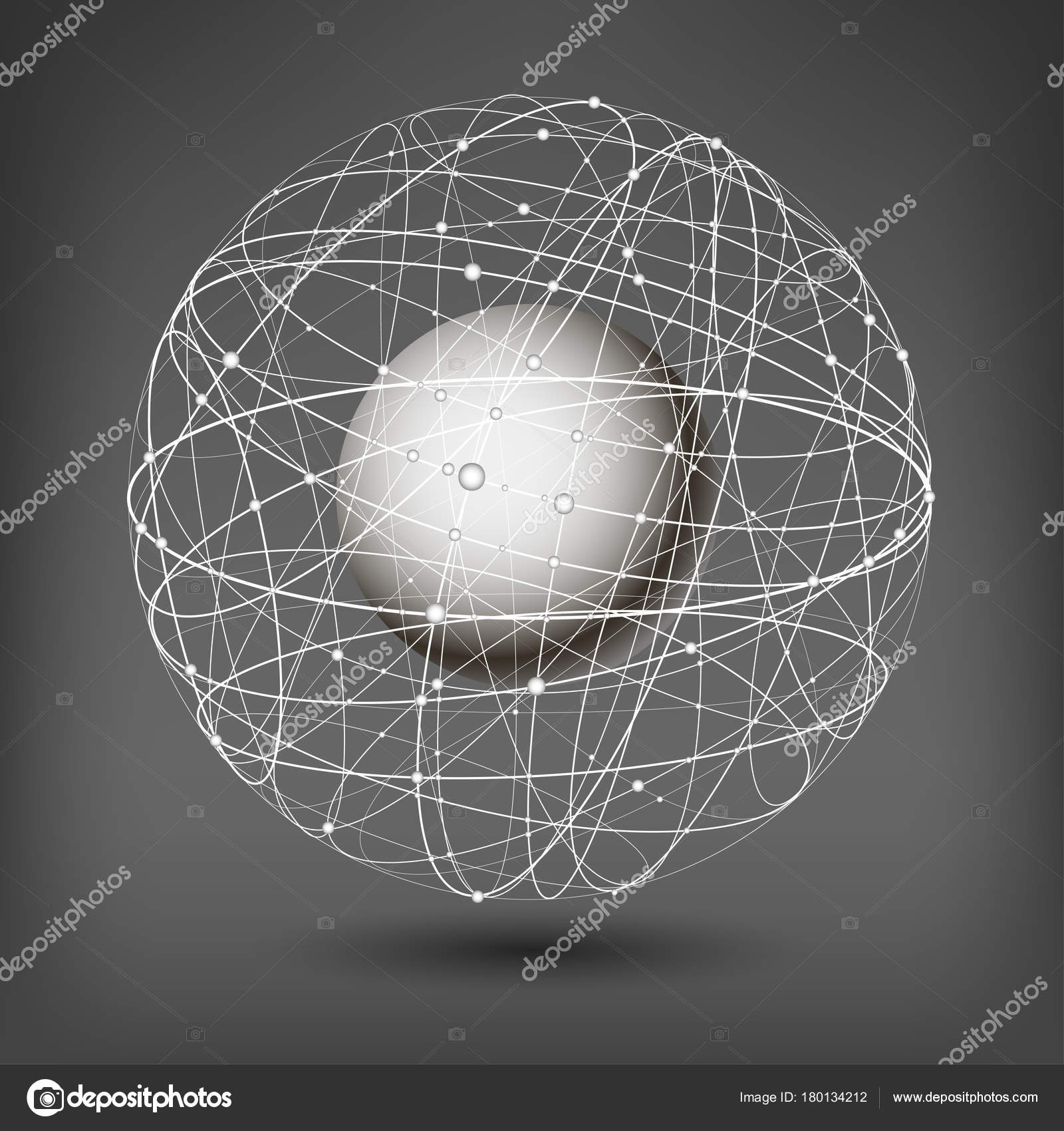 Vector Illustration Theme Physics Atomic Nucleus Energy White Ball ...