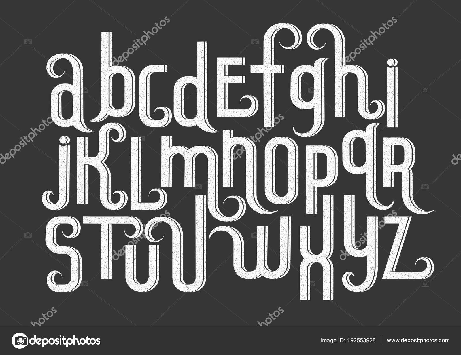 Vector Alphabet Set Lowercase Letters Decorative Flourishes Fine ...