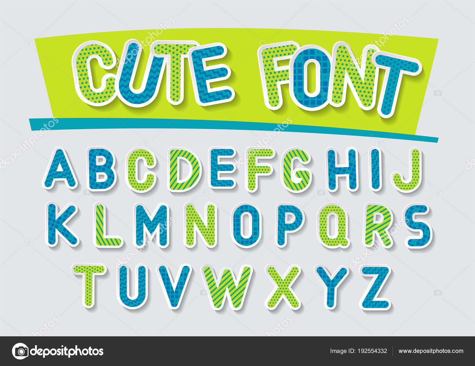 Concept Vector Festive Alphabet Blue Green Letters White Outline ...