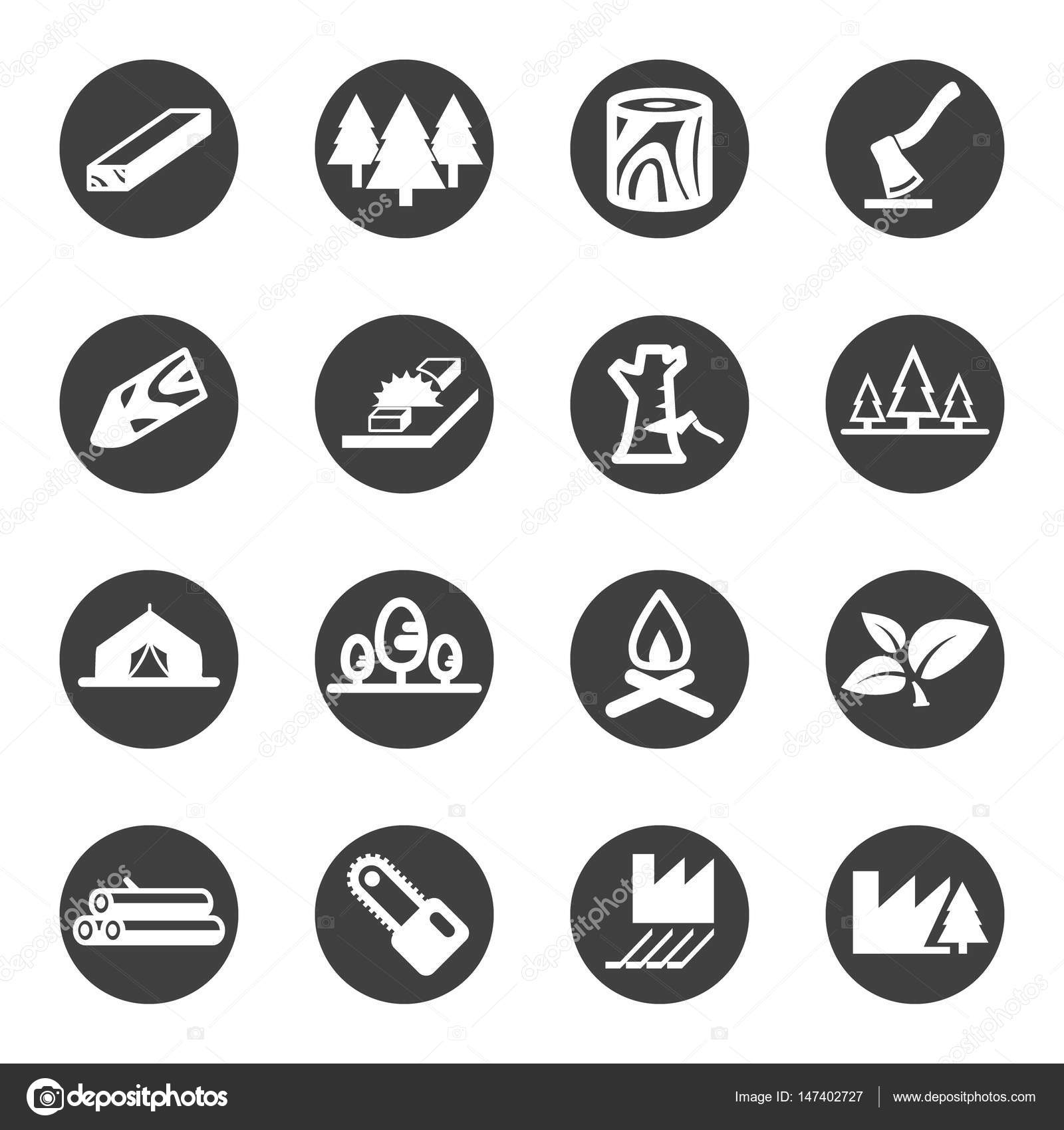 Wood lumber mill saw tree cut icon set vector Stock Vector by ...