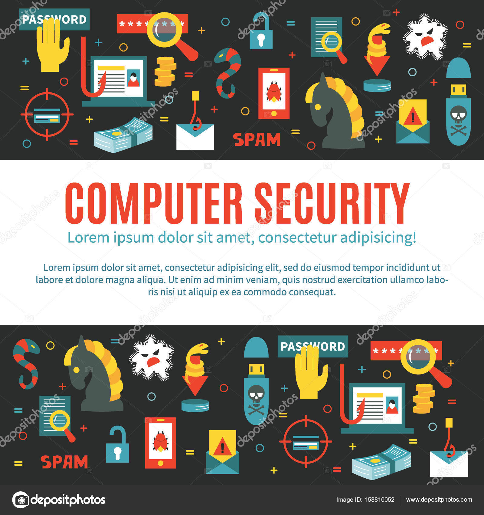 Vector template for hacking and cyber security Stock Vector Image by ...