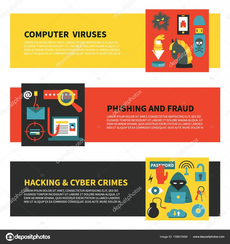 Horizontal vector banner templates for hacking and cyber crimes Stock ...