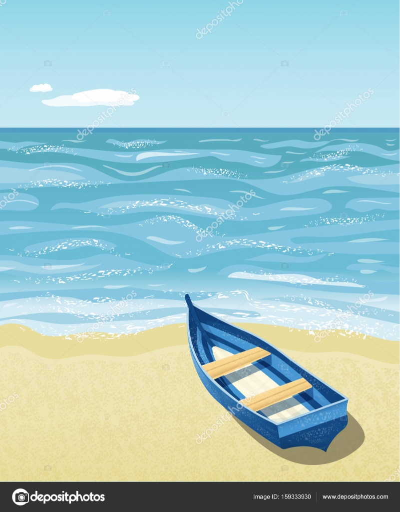 A simple wooden boat on empty beach. Stock Vector Image by ©Lenoleum ...