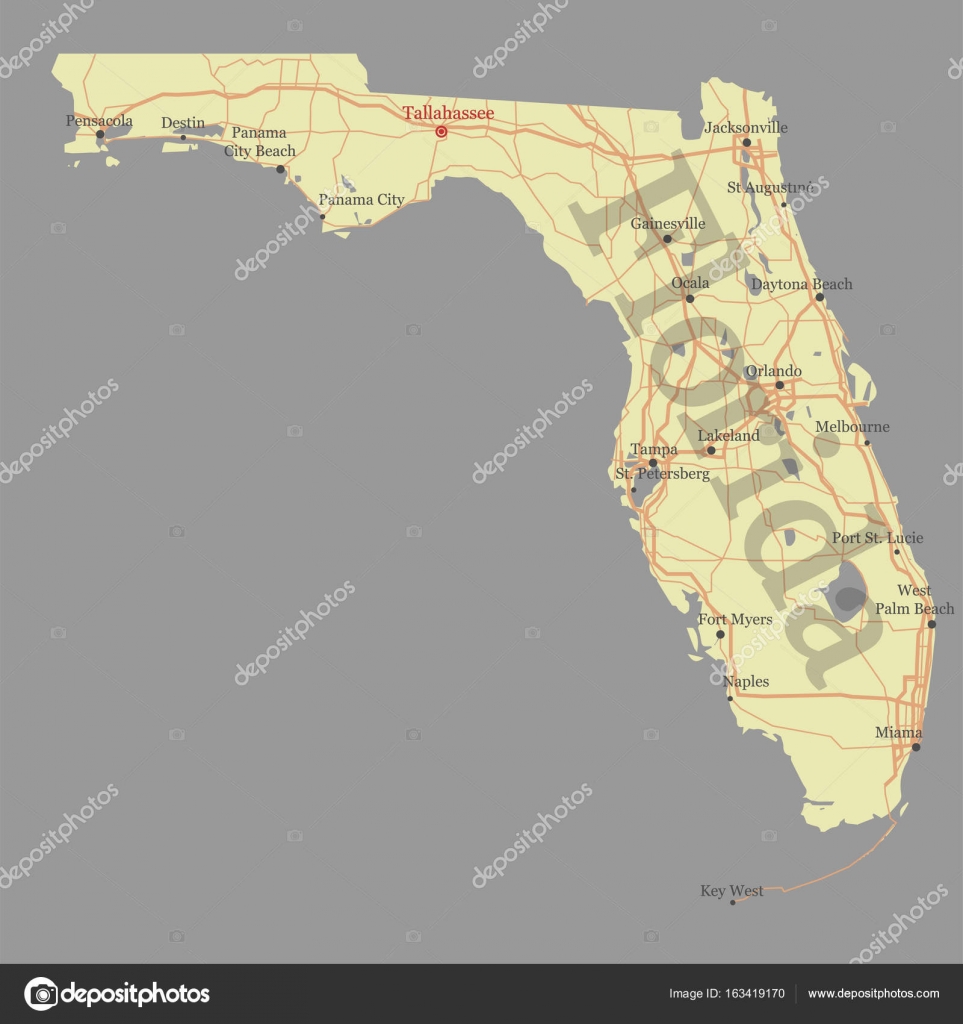 Mapa De La Ciudad Del Estado De Florida Mapa De Estados Unidos