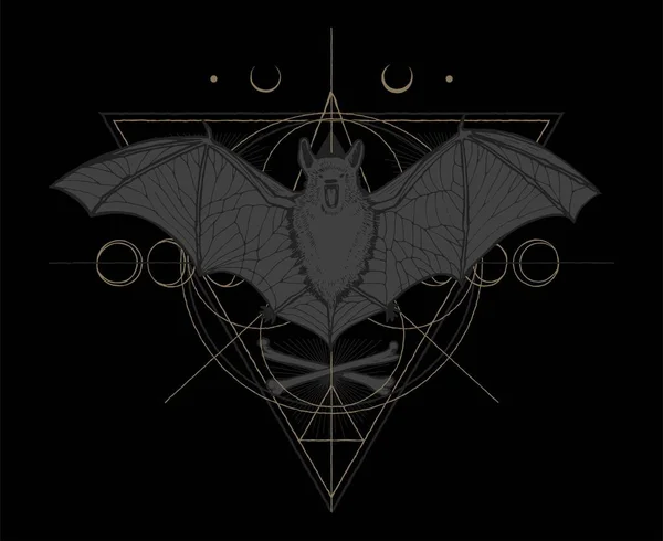 Bat Geometrical Background Moons Bones Occult Vector Illustration Stock ...