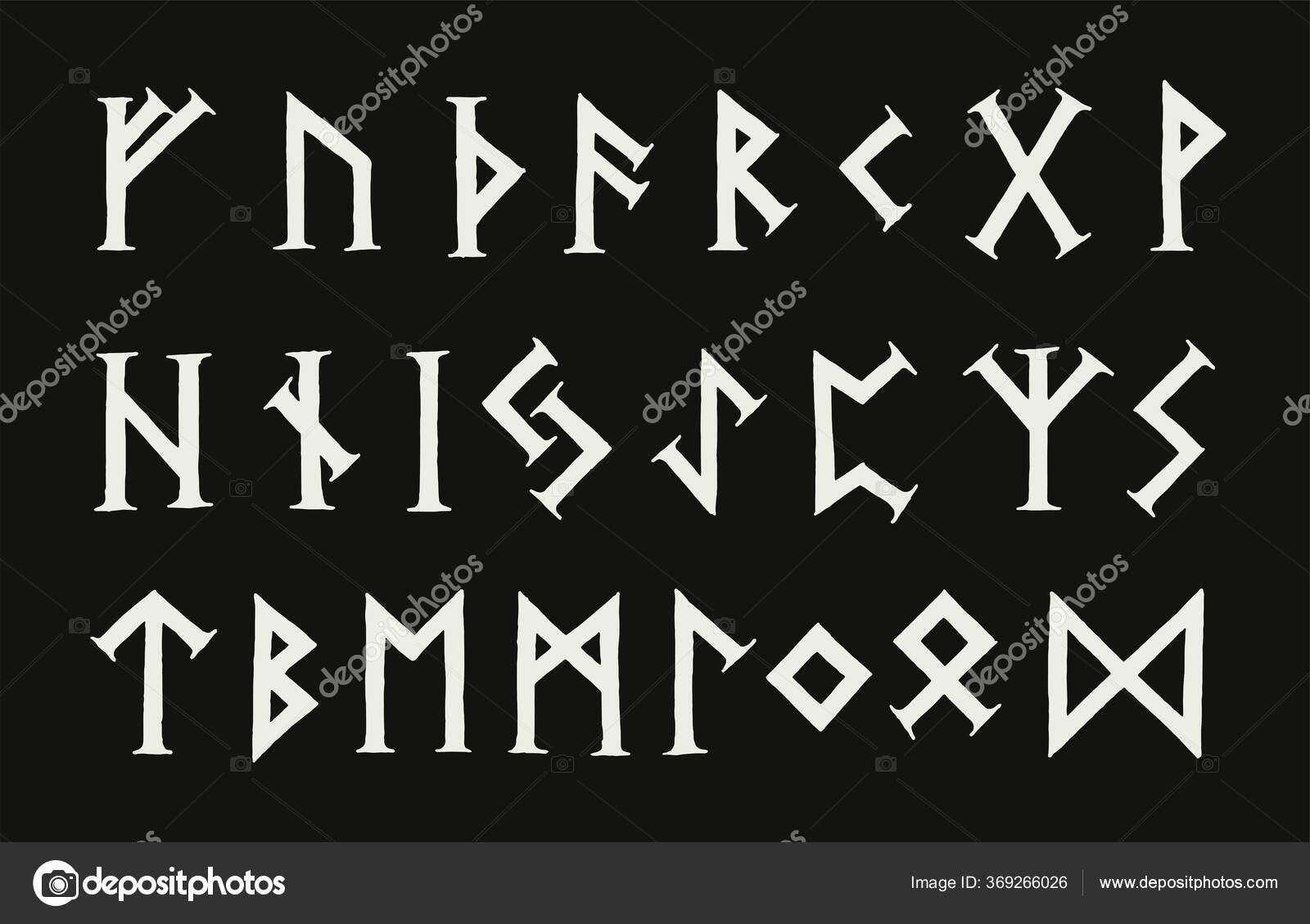 Elder Futhark Runes Old Germanic Occult Alphabet Serif Runes Type Stock ...