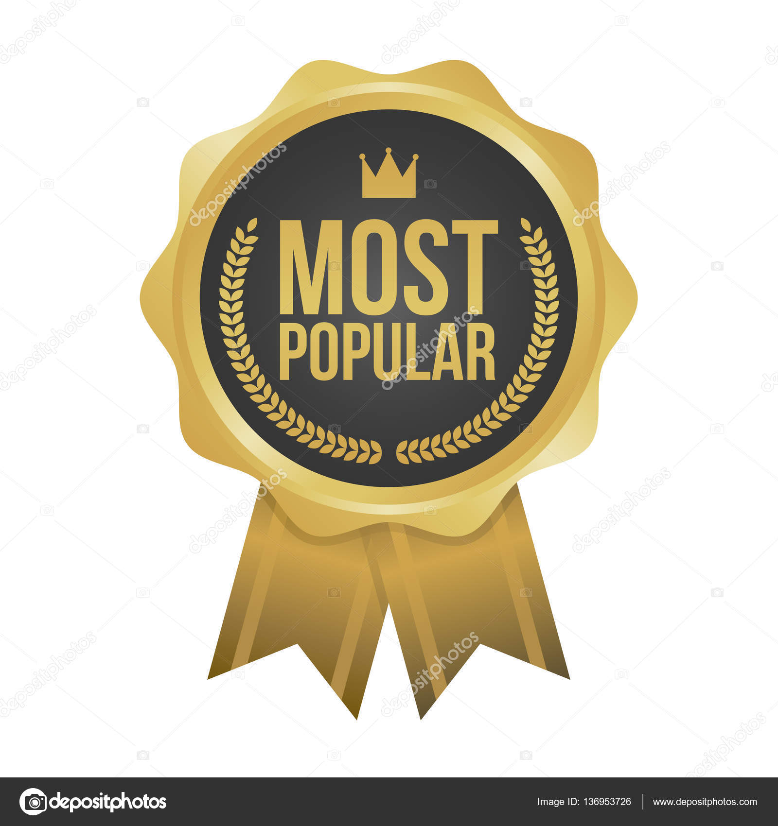 Vector Most Popular Gold Sign, Round Label Stock Vector by ©vectorplus ...