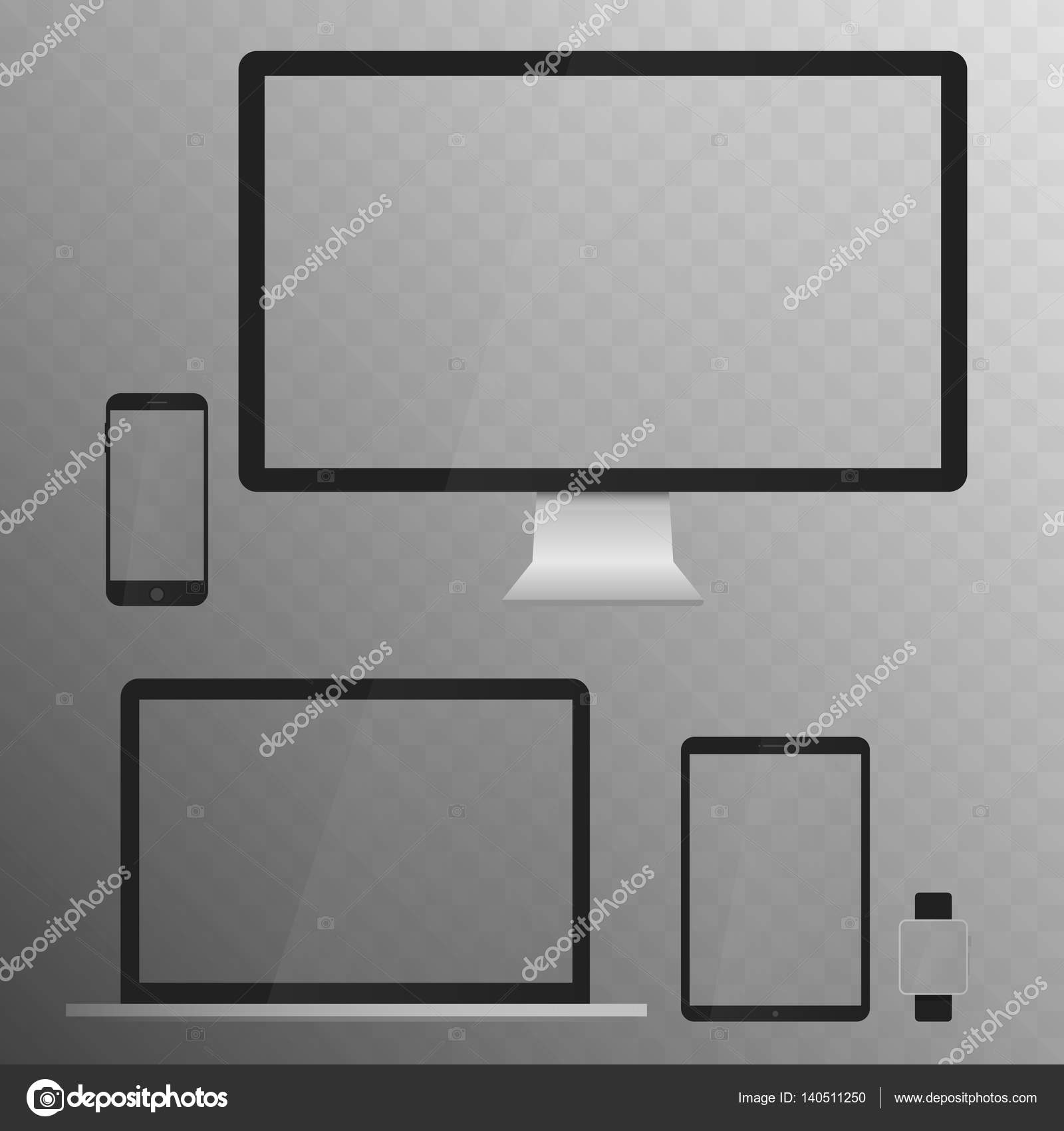 Electronic Devices Screens isolated on white background Stock Vector ...
