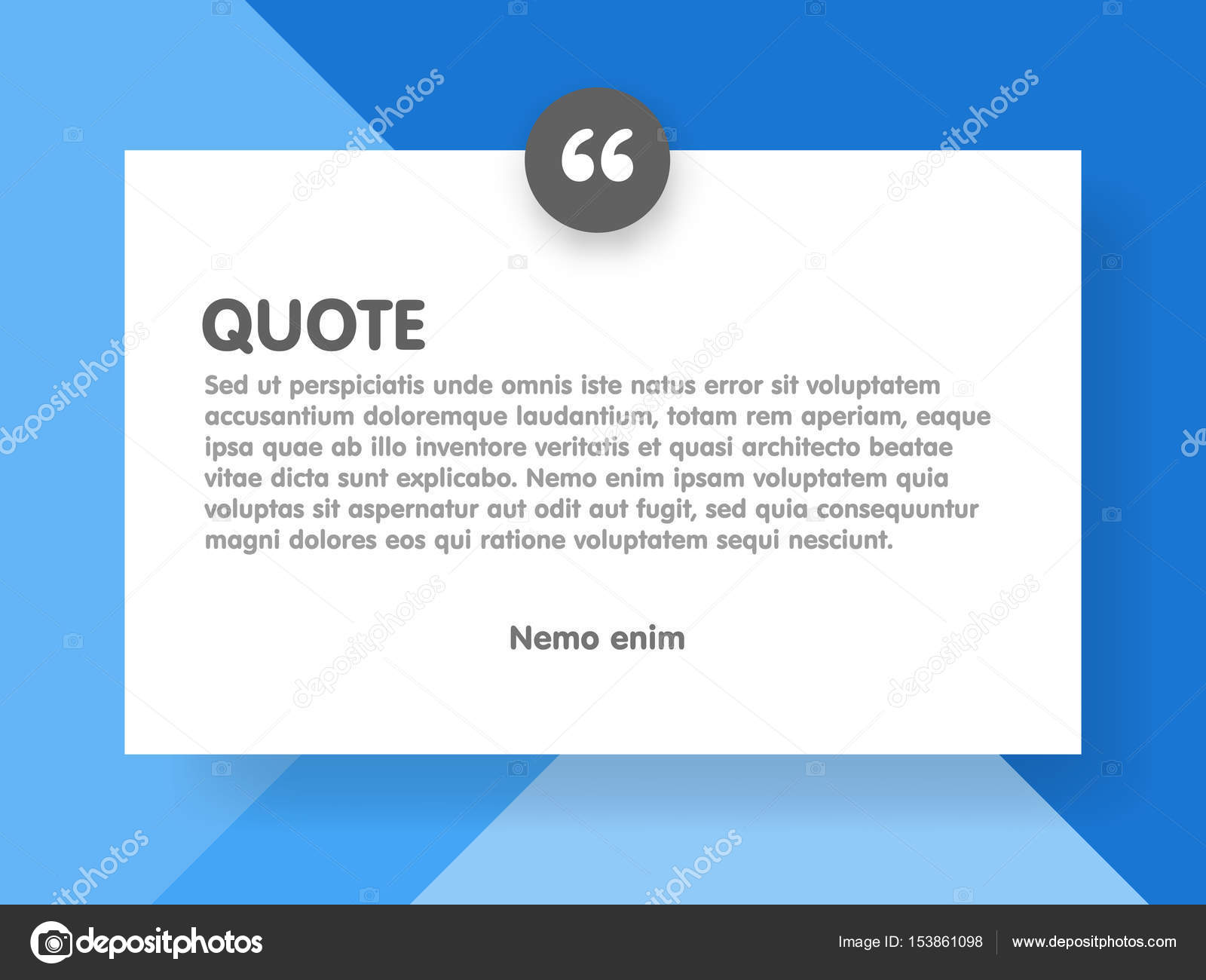 Material design style background and quote rectangle with sample text ...