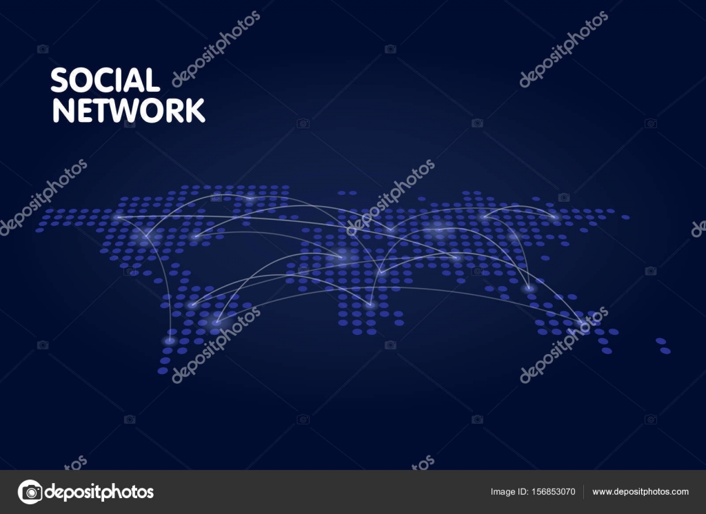 Dotted world map network technology concept vector illustration Stock ...