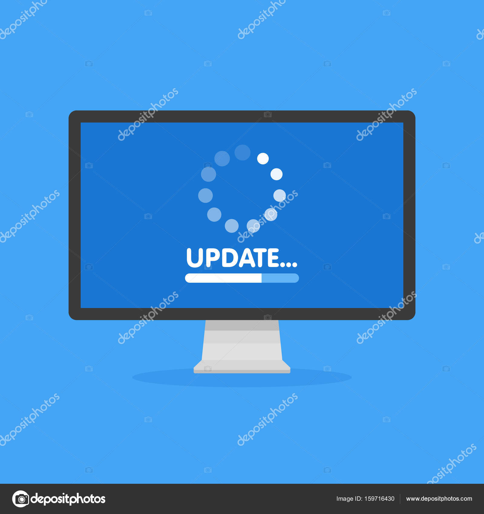 System software update and upgrade concept. Loading process in monitor screen. Vector ...