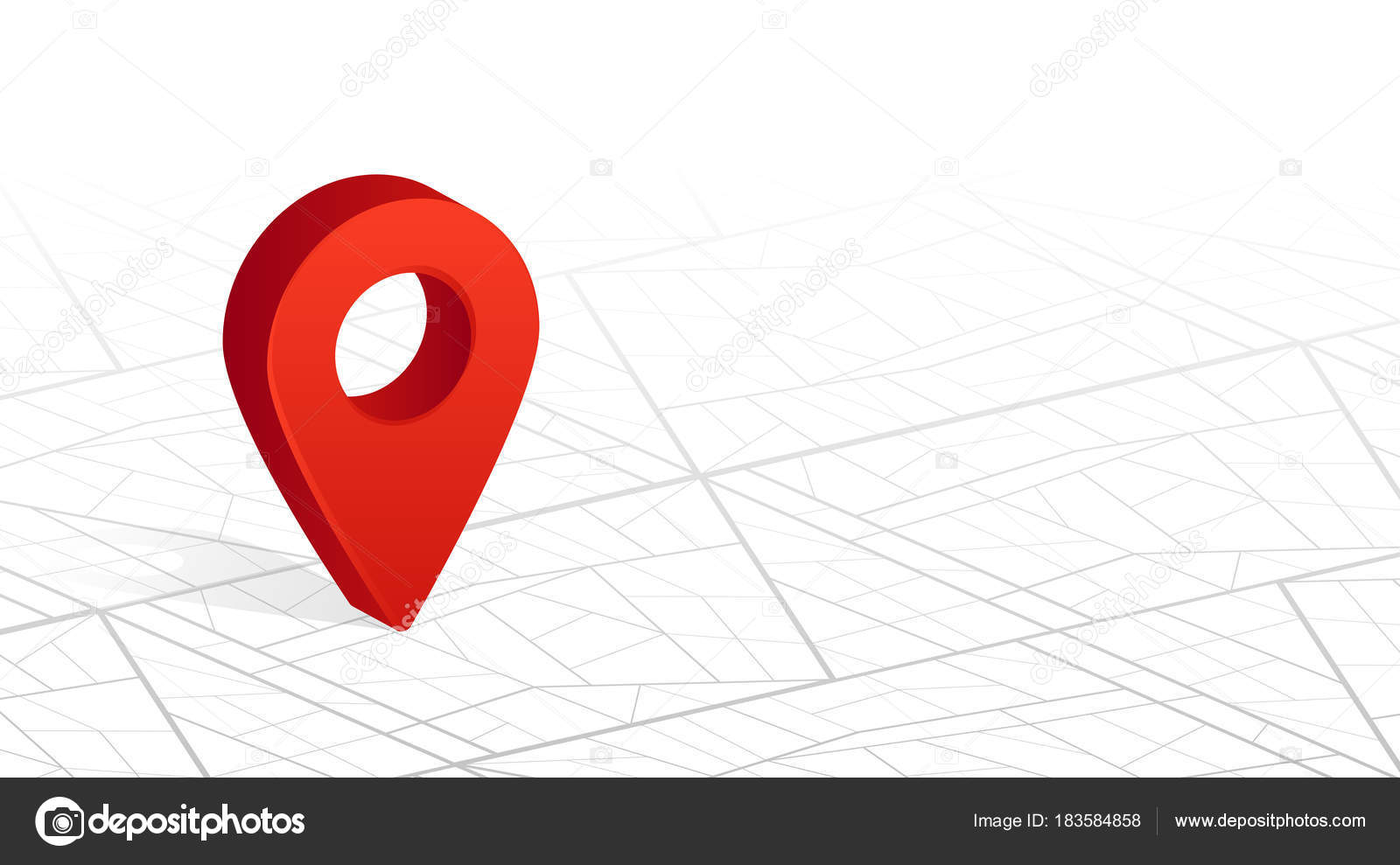 GPS navigator pin checking red color on city street map white ...