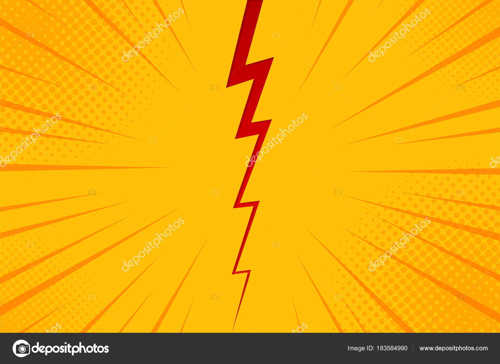 Pop art comic background lightning blast halftone dots. Cartoon Vector ...