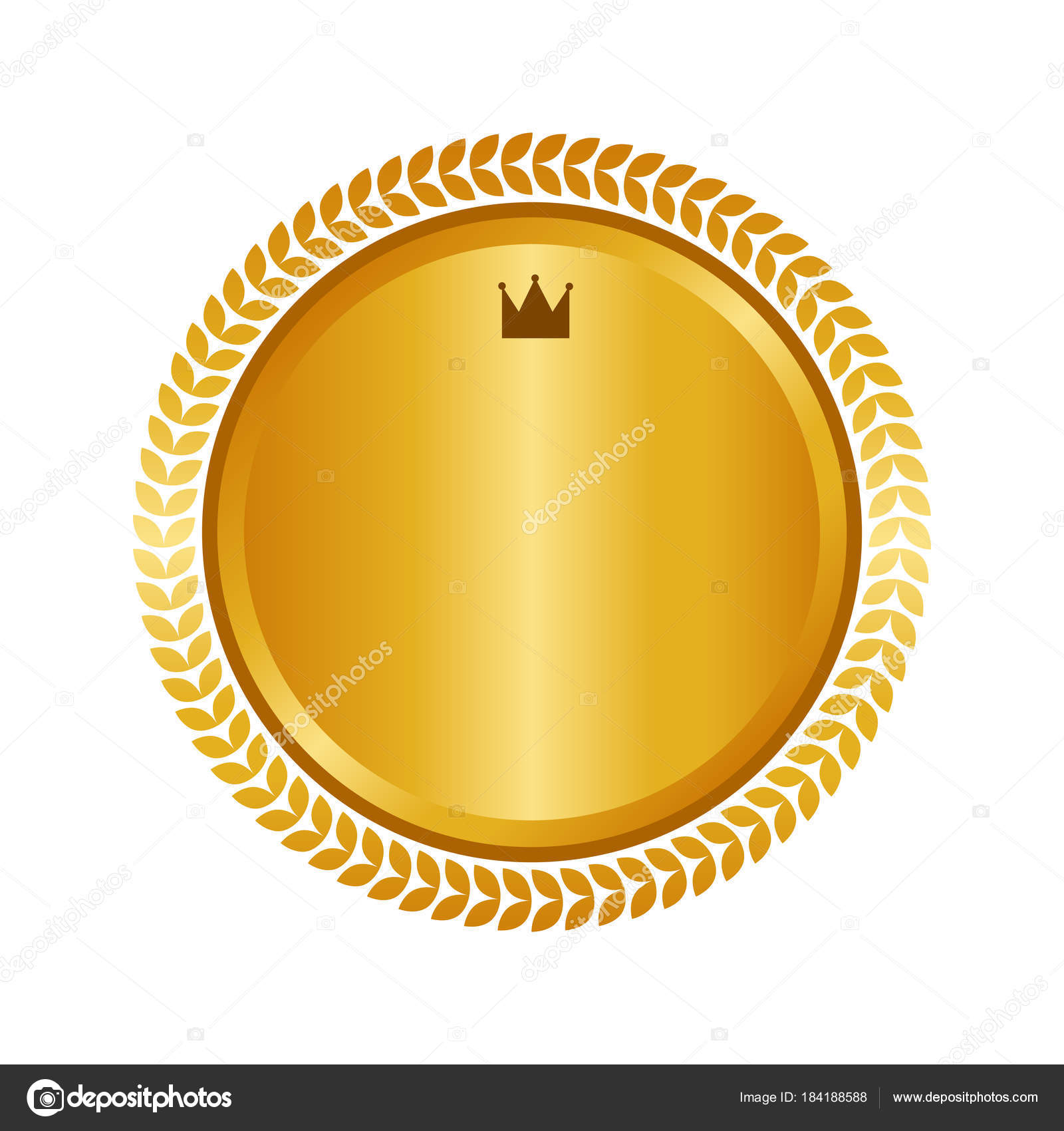 Modern gold circle metal badge, label and design elements. Vector ...