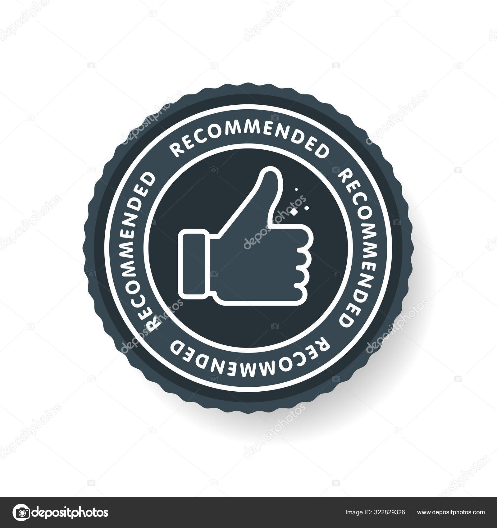 Recommended icon. Line label recommended with thumb up. Sign brand with ...