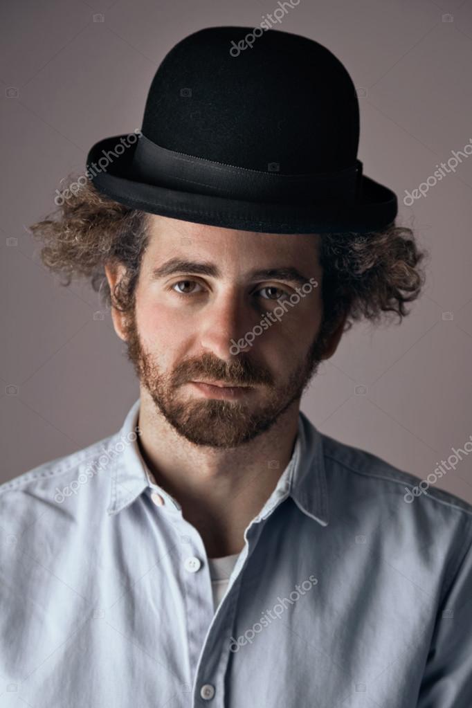 Sad looking young bearded jewish man — Stock Photo © derepente #126388382
