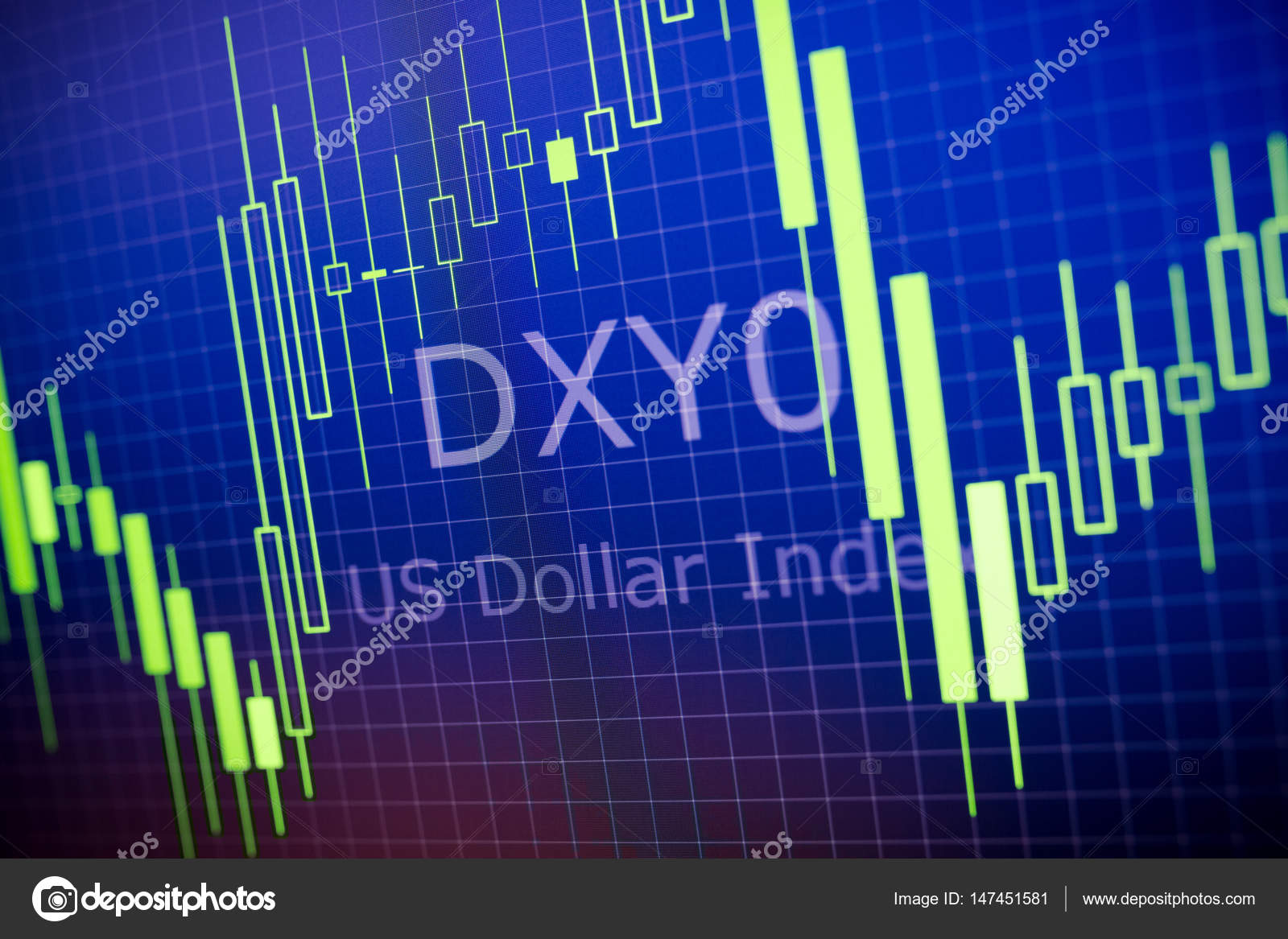 Data analyzing in foreign market: the charts and quotes on displ Stock ...