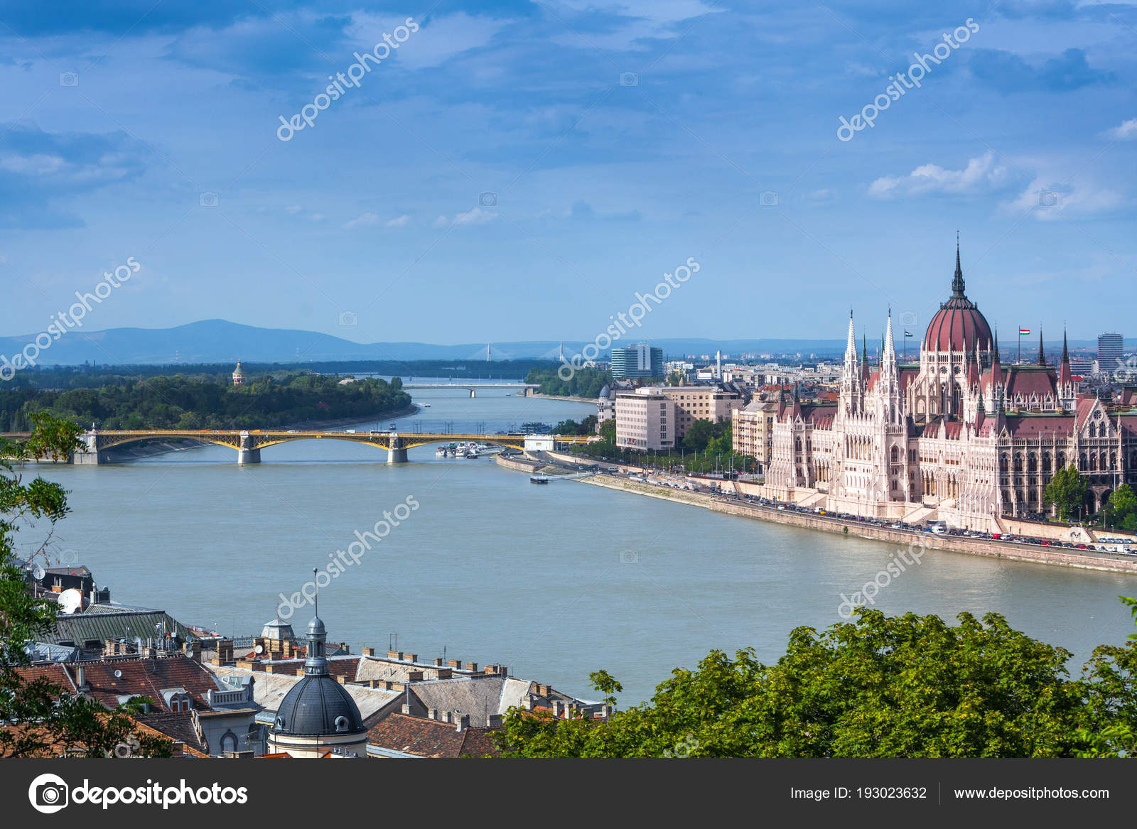 Panoramic cityscape view of hungarian capital city of Budapest f Stock ...