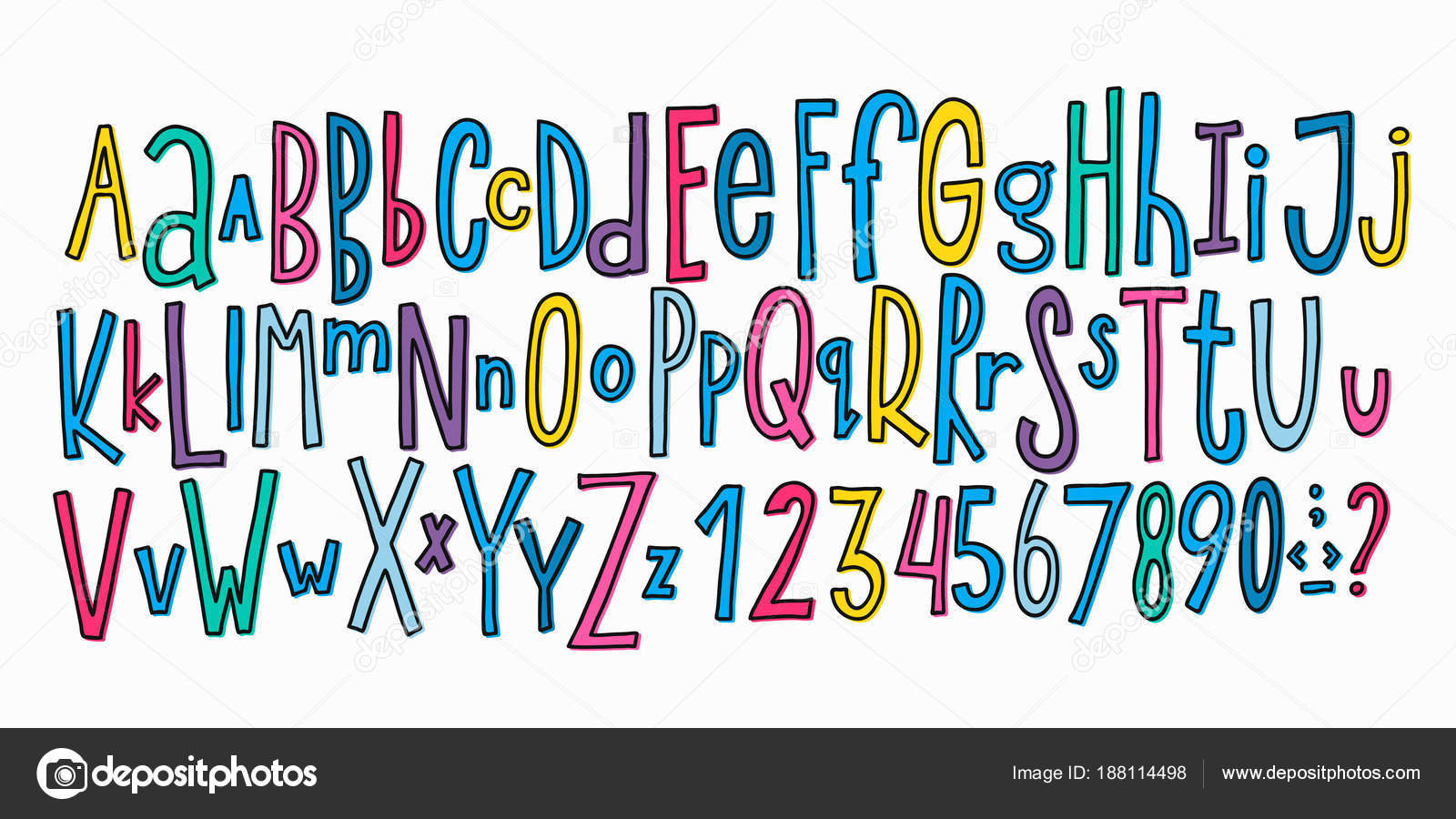 Doodle simple kids alphabet — Stock Vector © LenaRo #188114498