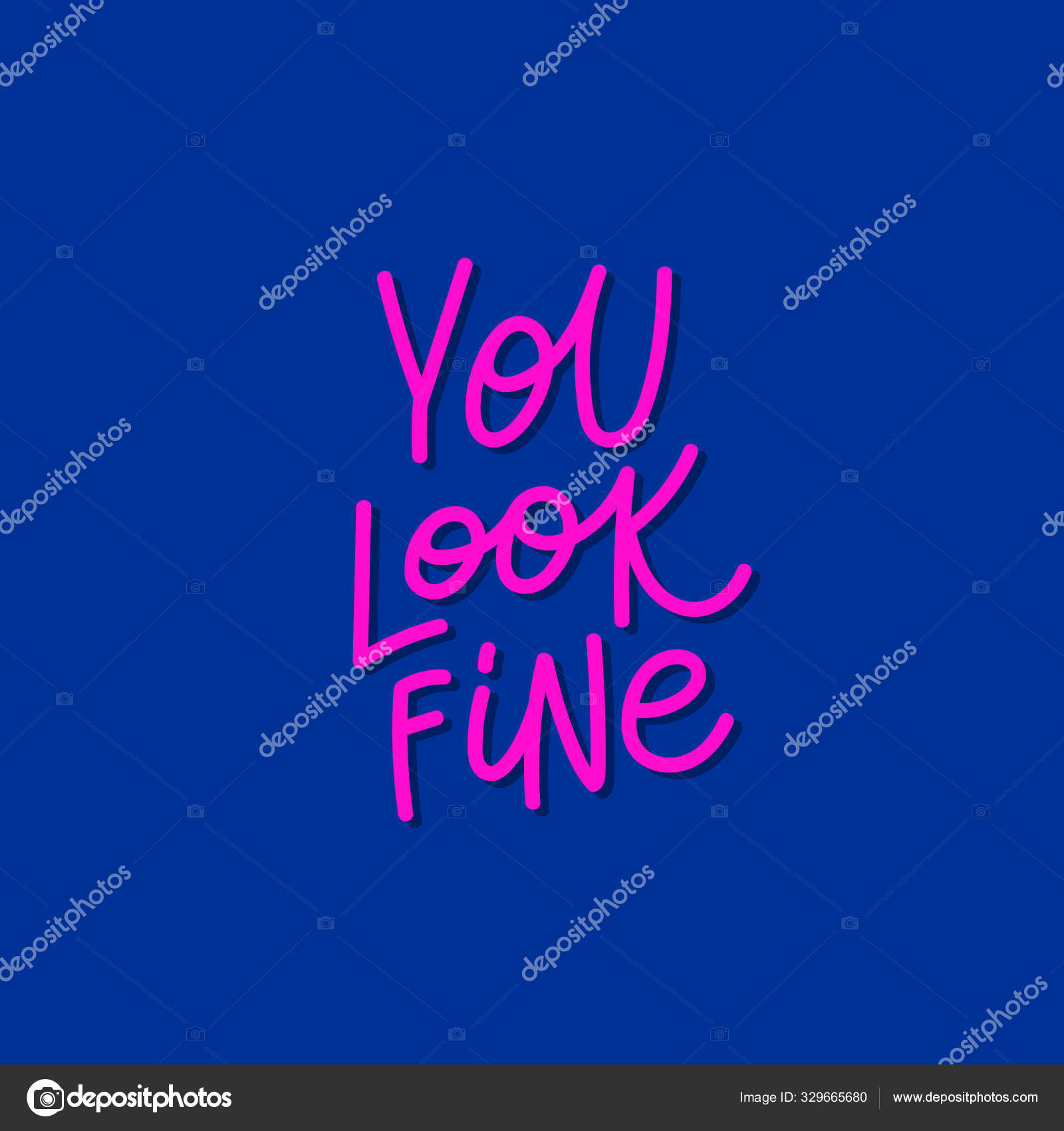 You look fine pink calligraphy quote lettering Stock Vector by ©LenaRo ...