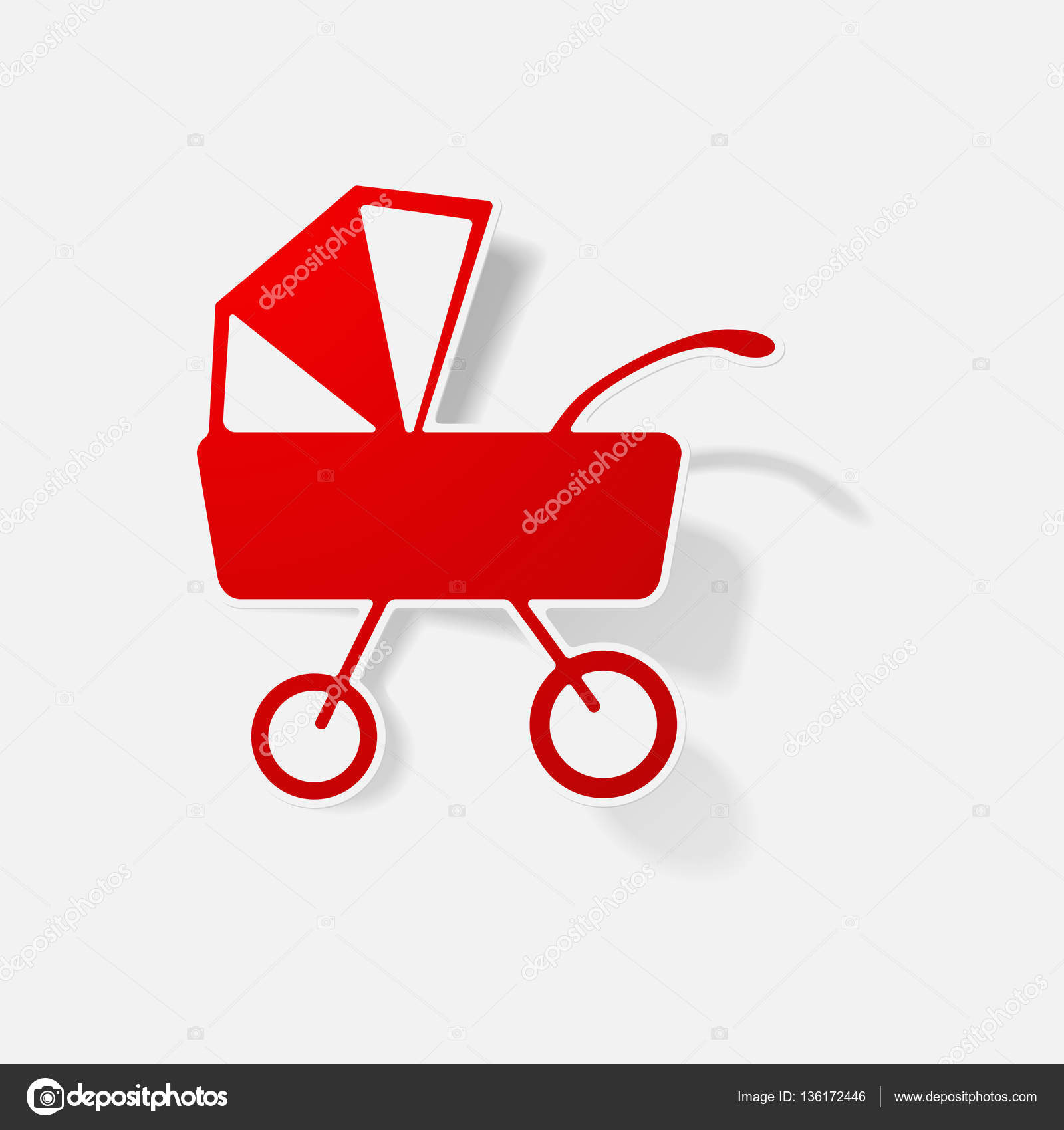 Pram - baby carriage sticker Stock Vector by ©ArtVarStudio 136172446