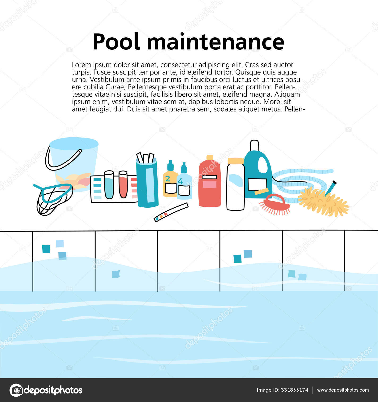 Swimming pool maintenance Stock Vector Image by ©Pikovit #331855174
