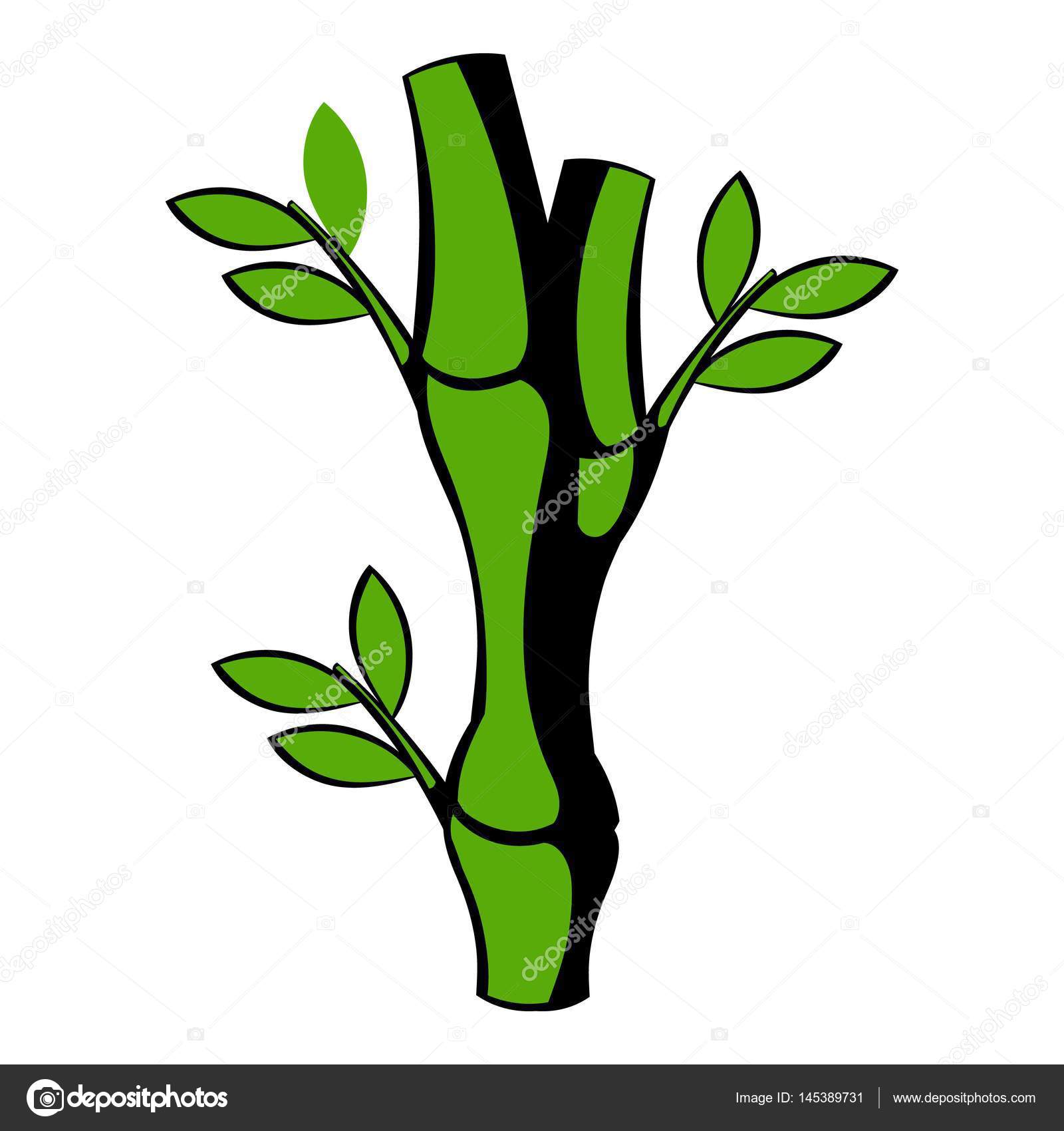 Icono de tallo de bambú verde, dibujos animados icono — Vector de stock ...