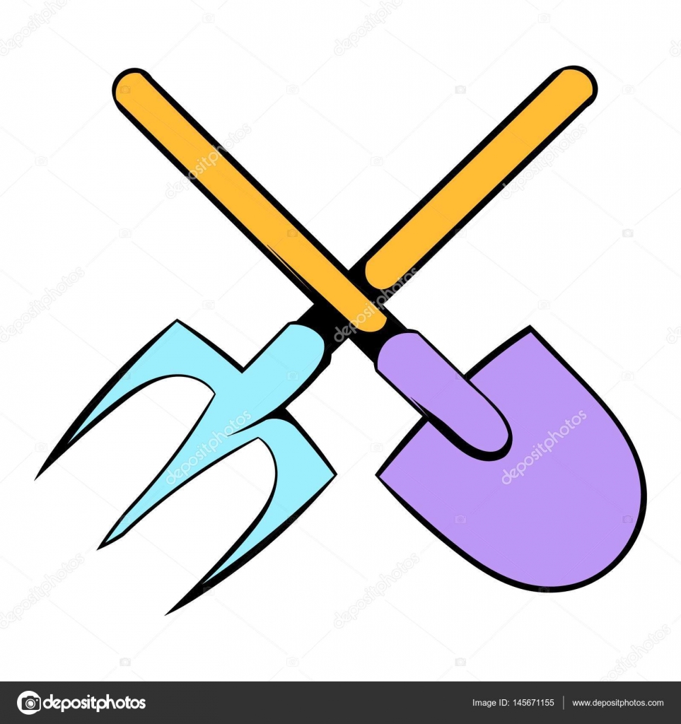 Schep en hooivork pictogram cartoon Stock Vector by ©juliarstudio 145671155