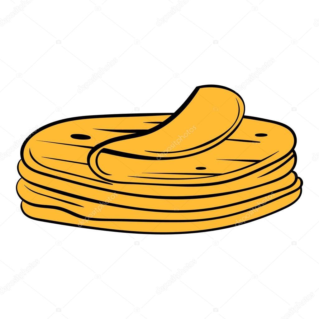 Pila de tortillas icono de dibujos animados Vector de stock por ...