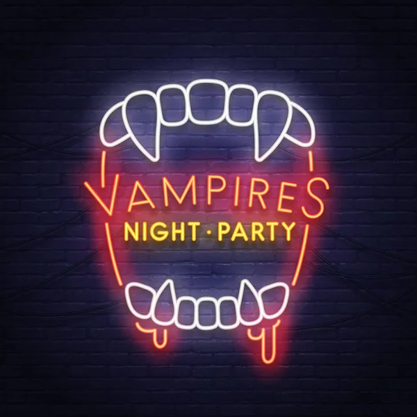 Cute vampires neon sign. Night paty neon. Happy Halloween. Neon sign ...